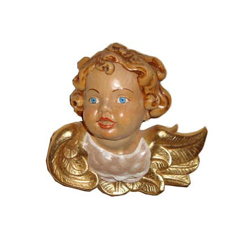 Angel face in painted wood | online sales on HOLYART.com