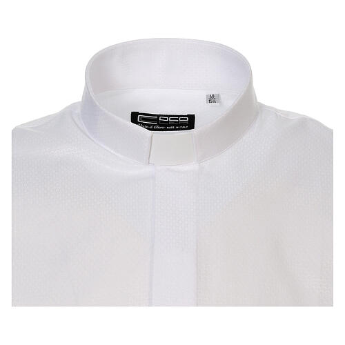 Clergy collar shirt white silk diamond long sleeve Cococler | online ...