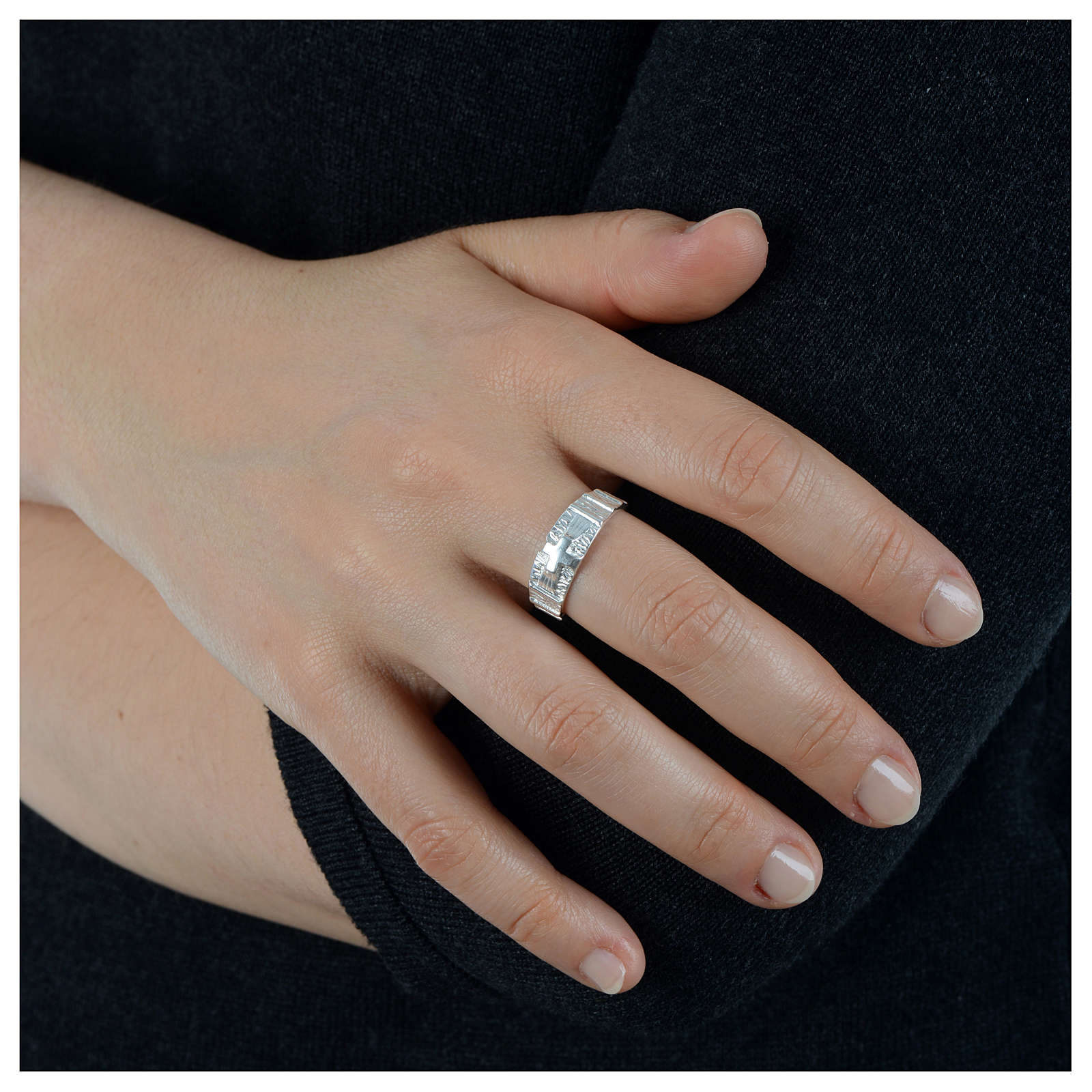 Ring mit Kreuz aus Silber 925 verstellbar | Online Verfauf auf HOLYART