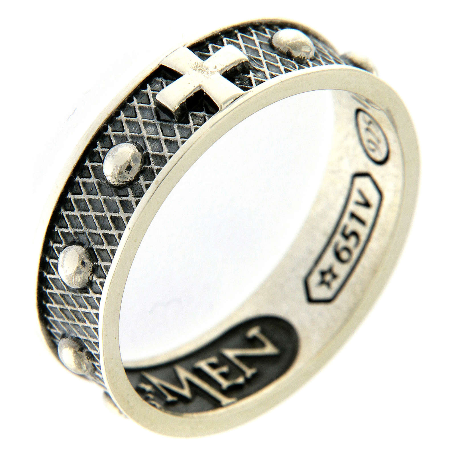 AMEN ring in burnished 925 silver | online sales on HOLYART.co.uk