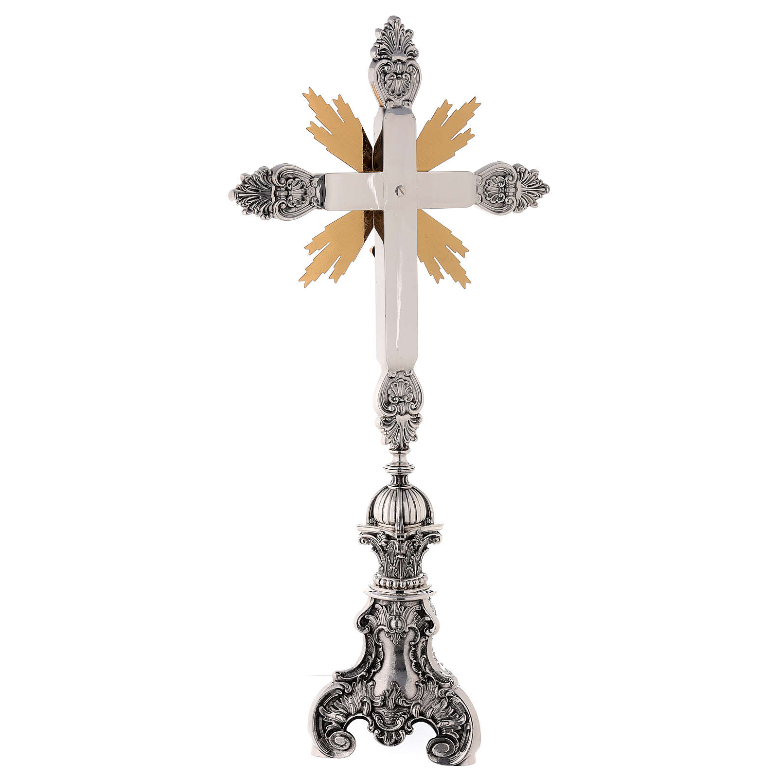 Altar cross in brass, baroque style H80cm | online sales on HOLYART.co.uk