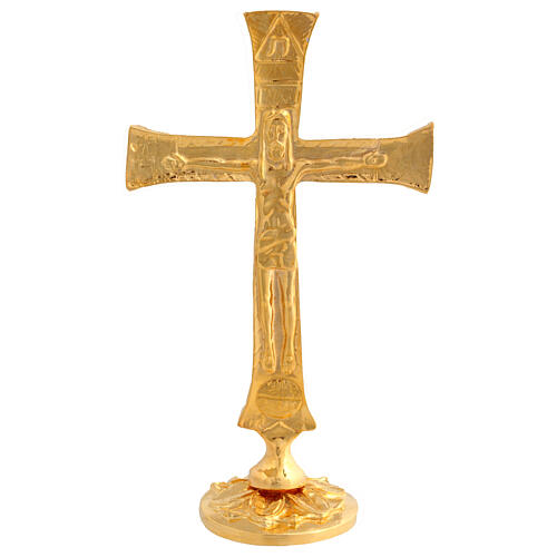 Neocatechumenal cross with base, 24K gold plated brass, 6 in | online ...