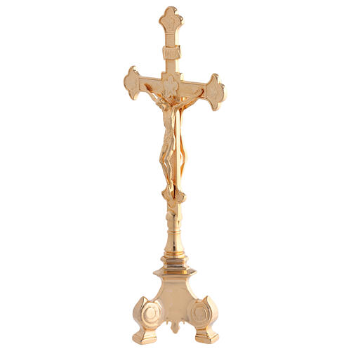 Double altar cross and pair of golden candlesticks, 12x6 in | online ...