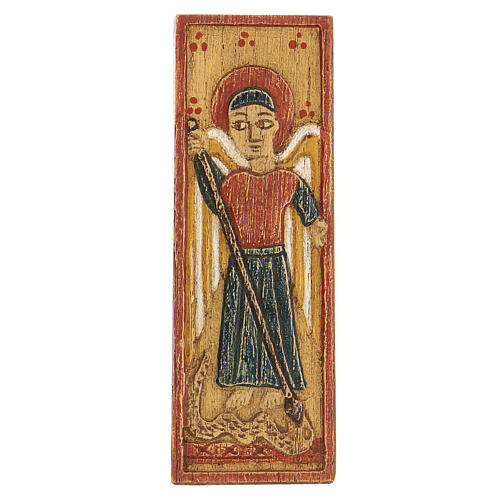 Bas-relief Archangel Michael Bethléem yellow background 12x5 cm ...