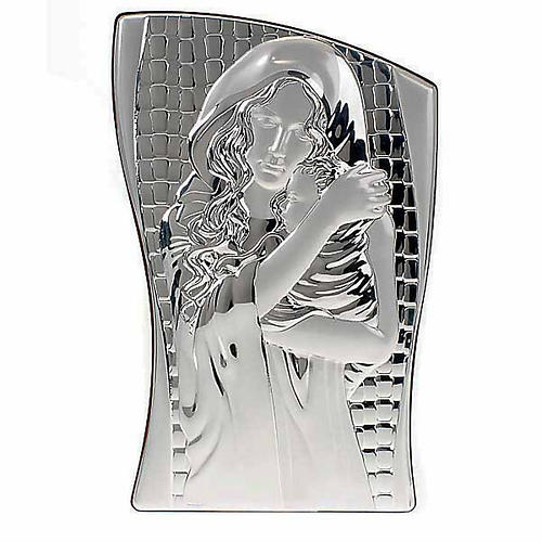 Silver Bas Relief Mary and Baby Jesus | online sales on HOLYART.com