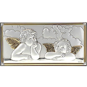 Bassorilievo bilaminato Oro Argento Angeli Raffaello su nuvola ...