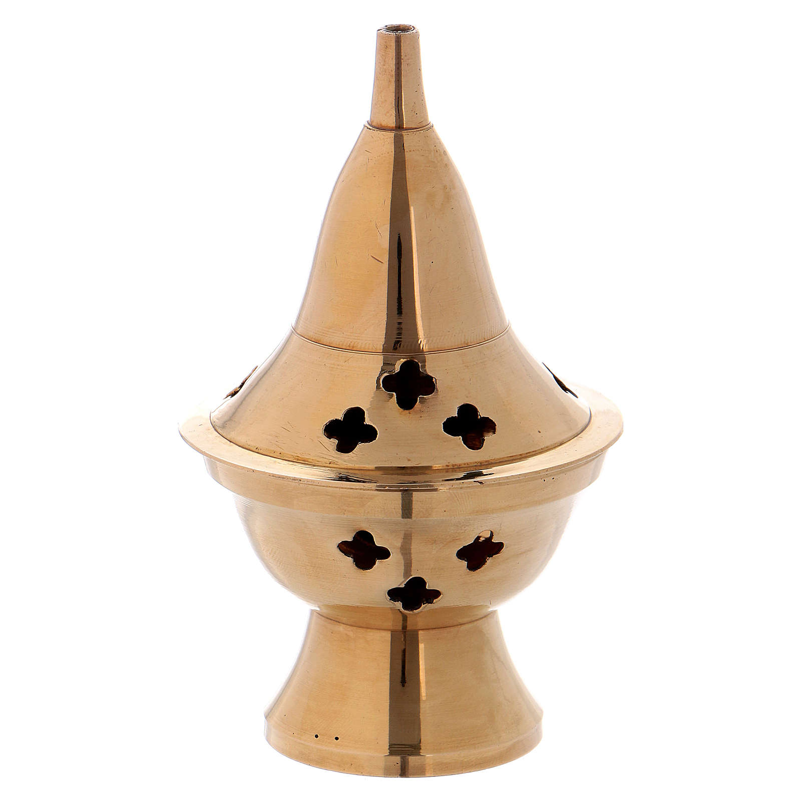 Pebetero de latón dorado lúcido tapa con punta h 10 cm | venta online ...