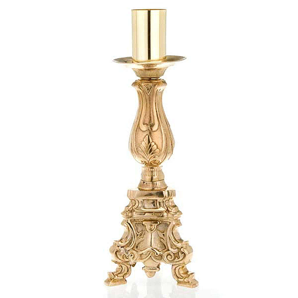 Gold-plated brass candle holder rococo style | online sales on HOLYART.com