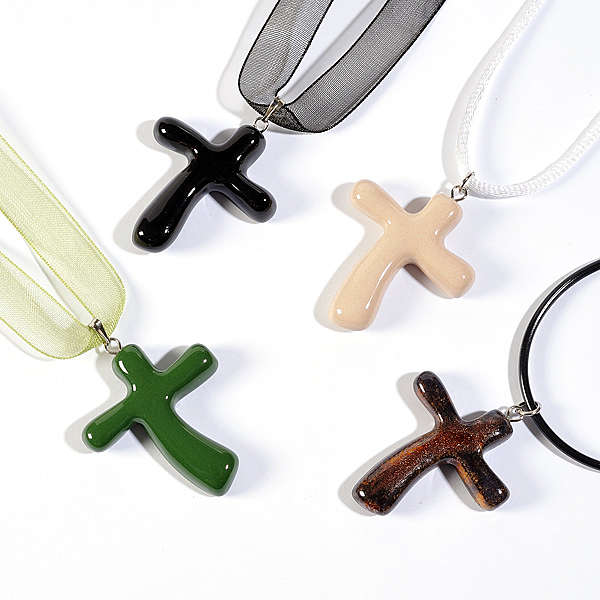 Curved cross pendant | online sales on HOLYART.co.uk