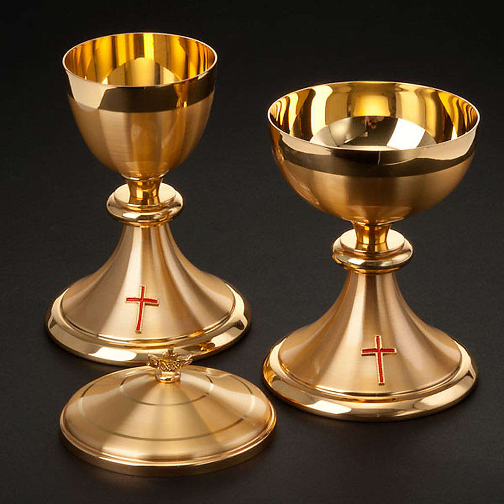 Golden chalice and ciborium with cross | online sales on HOLYART.com