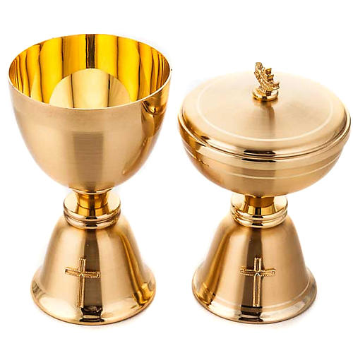 Cáliz y Copón dorados con cruz | venta online en HOLYART