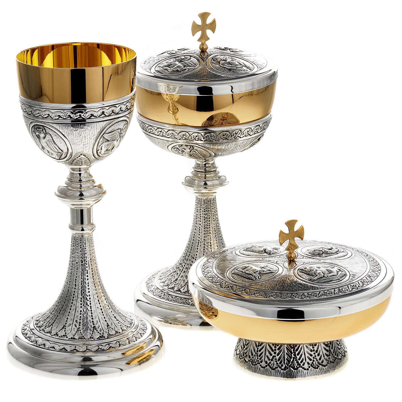 Chalice, ciborium and paten with Celtic cross | online sales on HOLYART ...