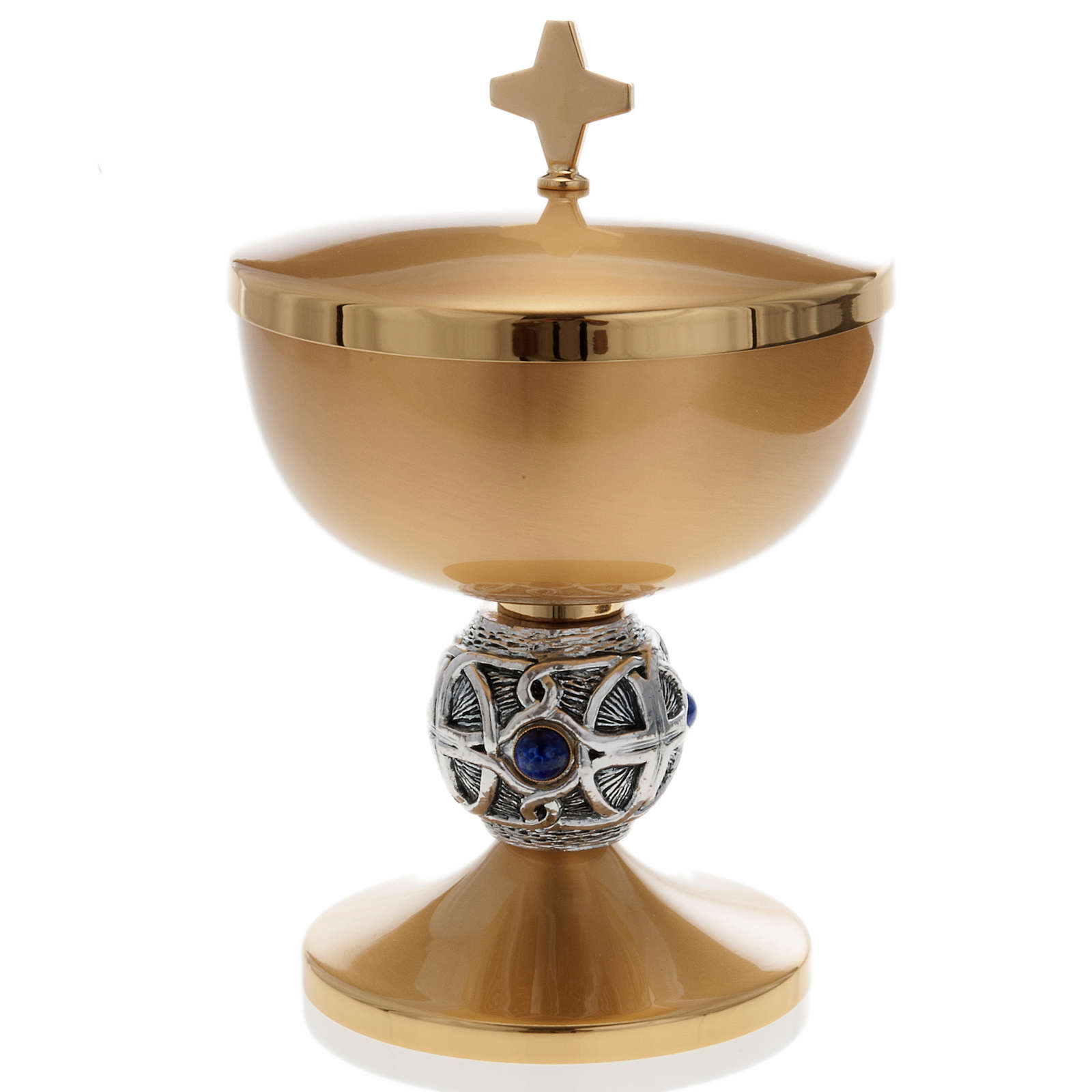 Chalice, ciborium and paten with Celtic cross and stone | online sales ...