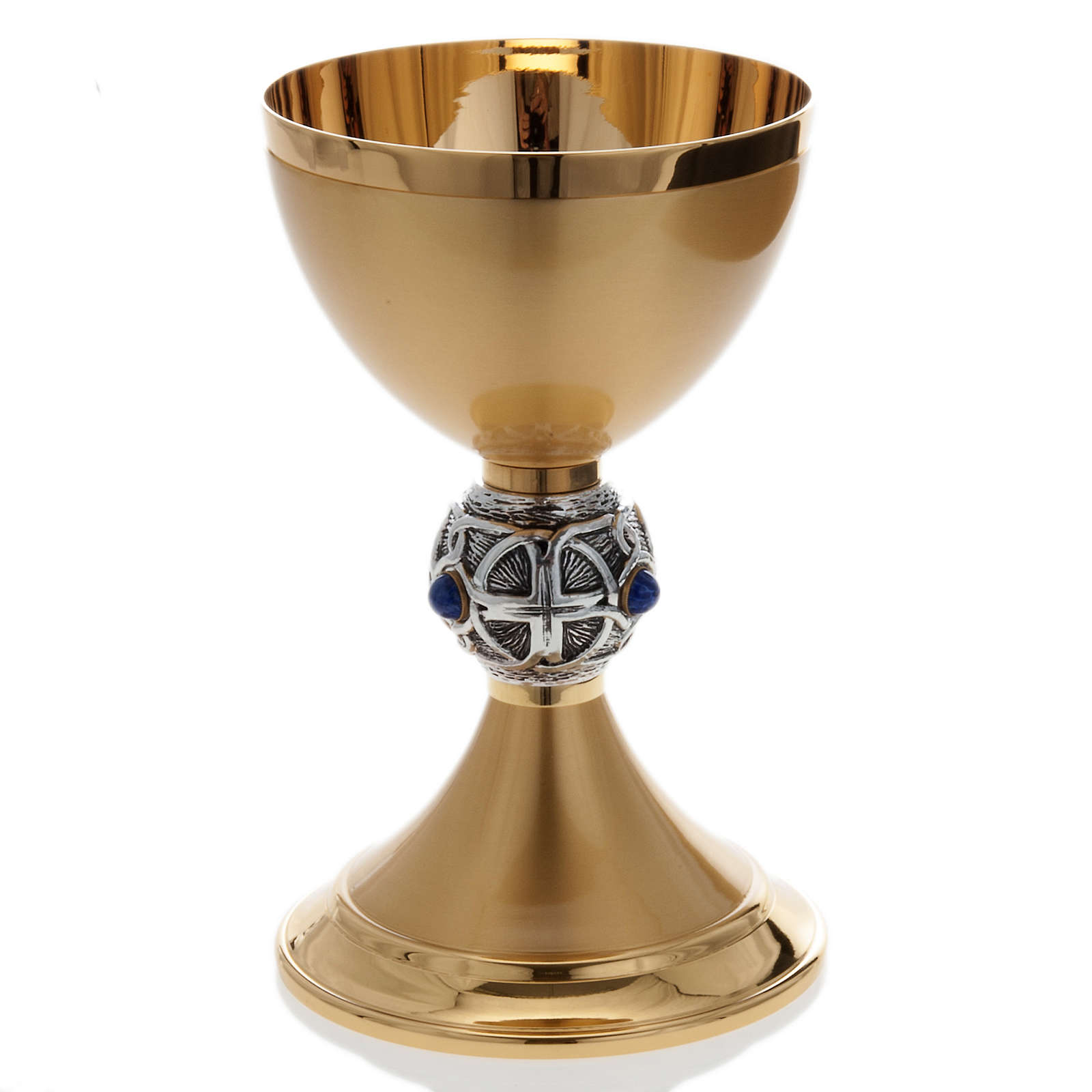 Chalice, ciborium and paten with Celtic cross and stone | online sales ...