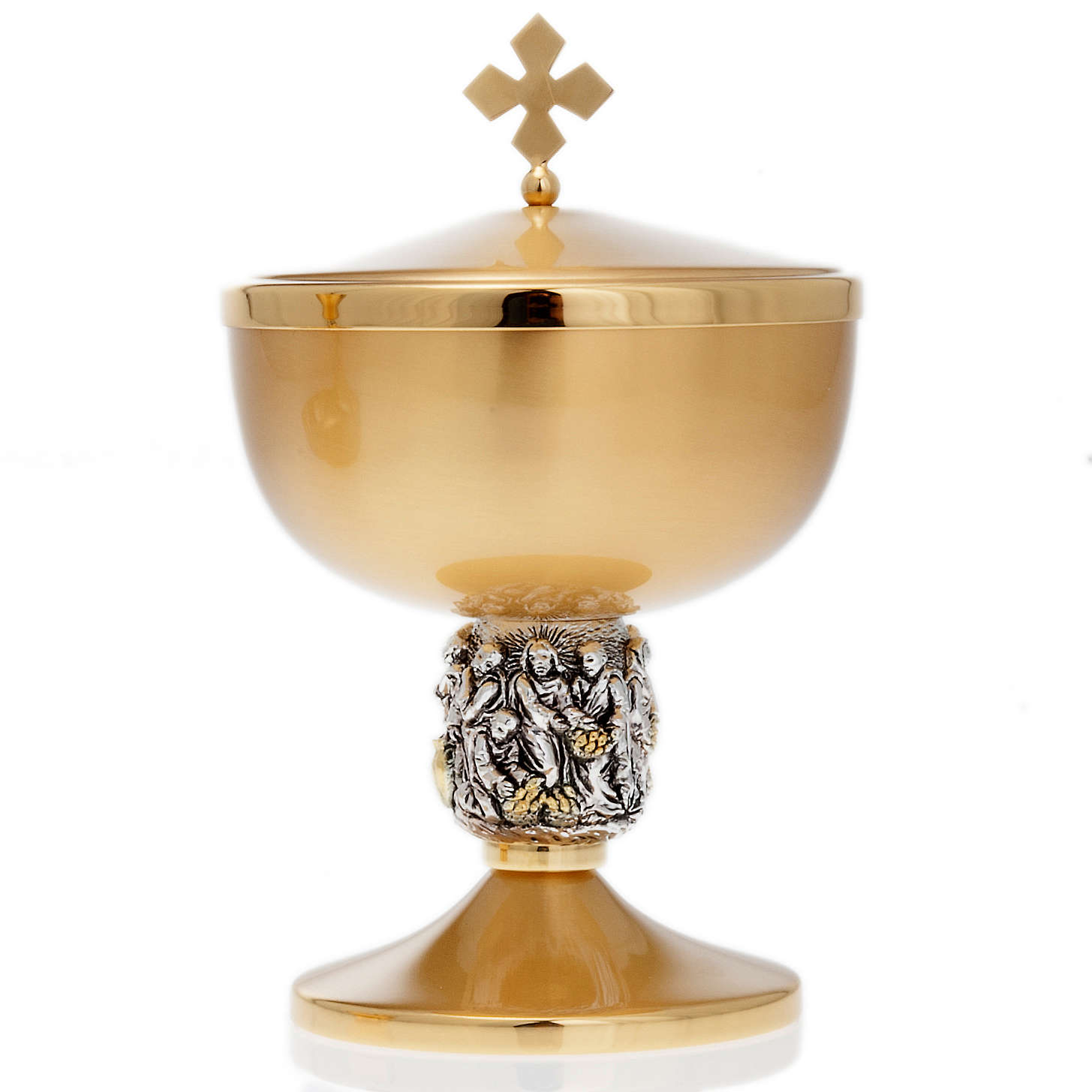 Chalice, ciborium and paten with Miracles relief on node | online sales ...