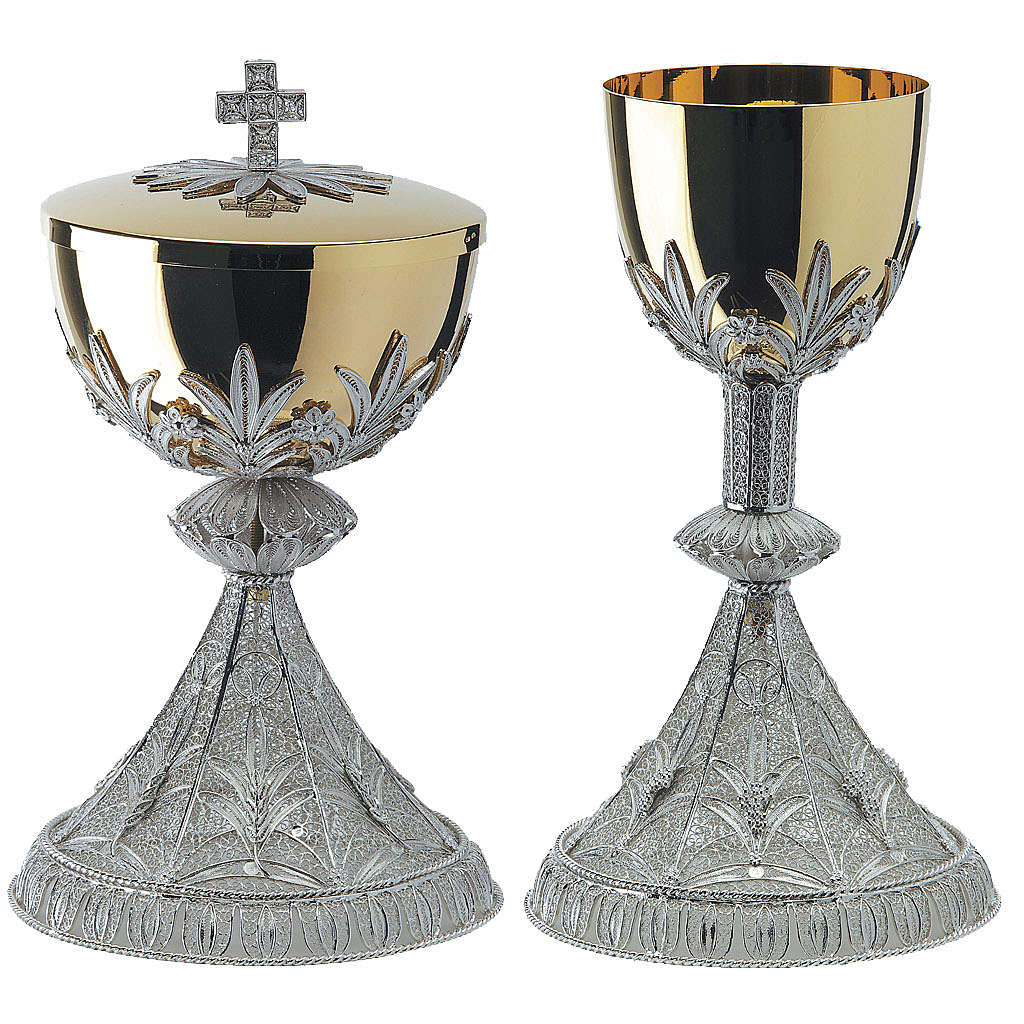 Chalice and Ciborium in Silver 800 filigree | online sales on HOLYART.com