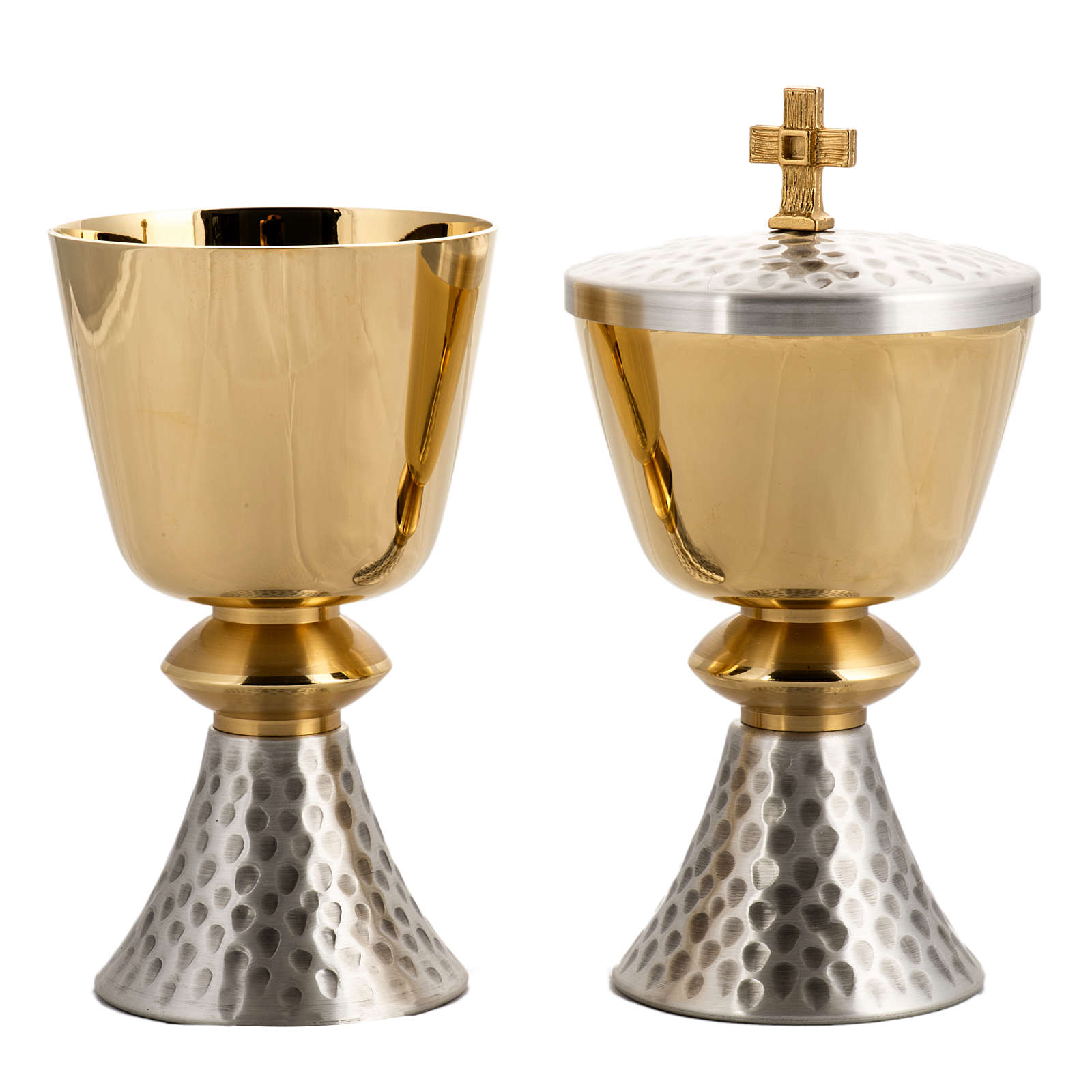 Chalice and ciborium, with 24K gold plating, hammered finish | online ...