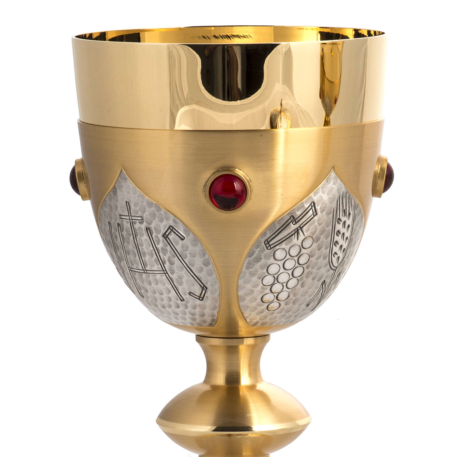 Chalice, ciborium, paten and bowl paten, chiselled with stones | online ...