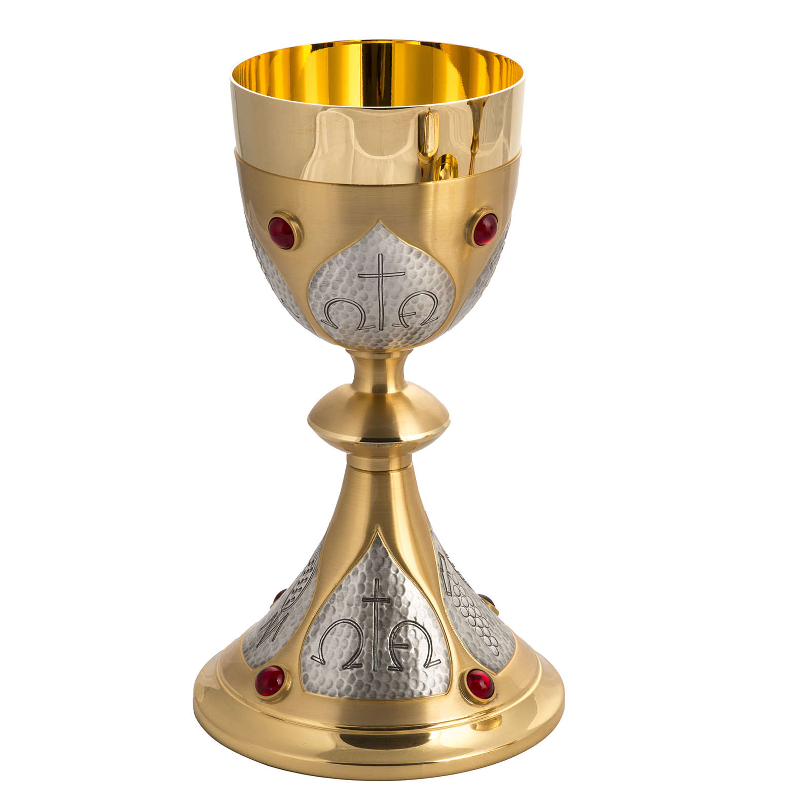 Chalice, ciborium, paten and bowl paten, chiselled with stones | online ...