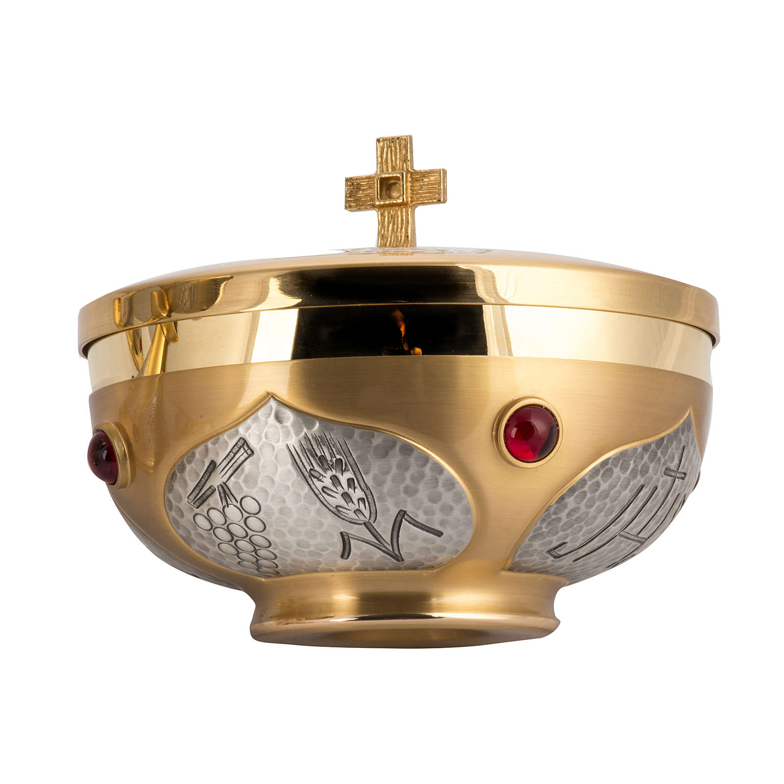 Chalice, ciborium, paten and bowl paten, chiselled with stones | online ...