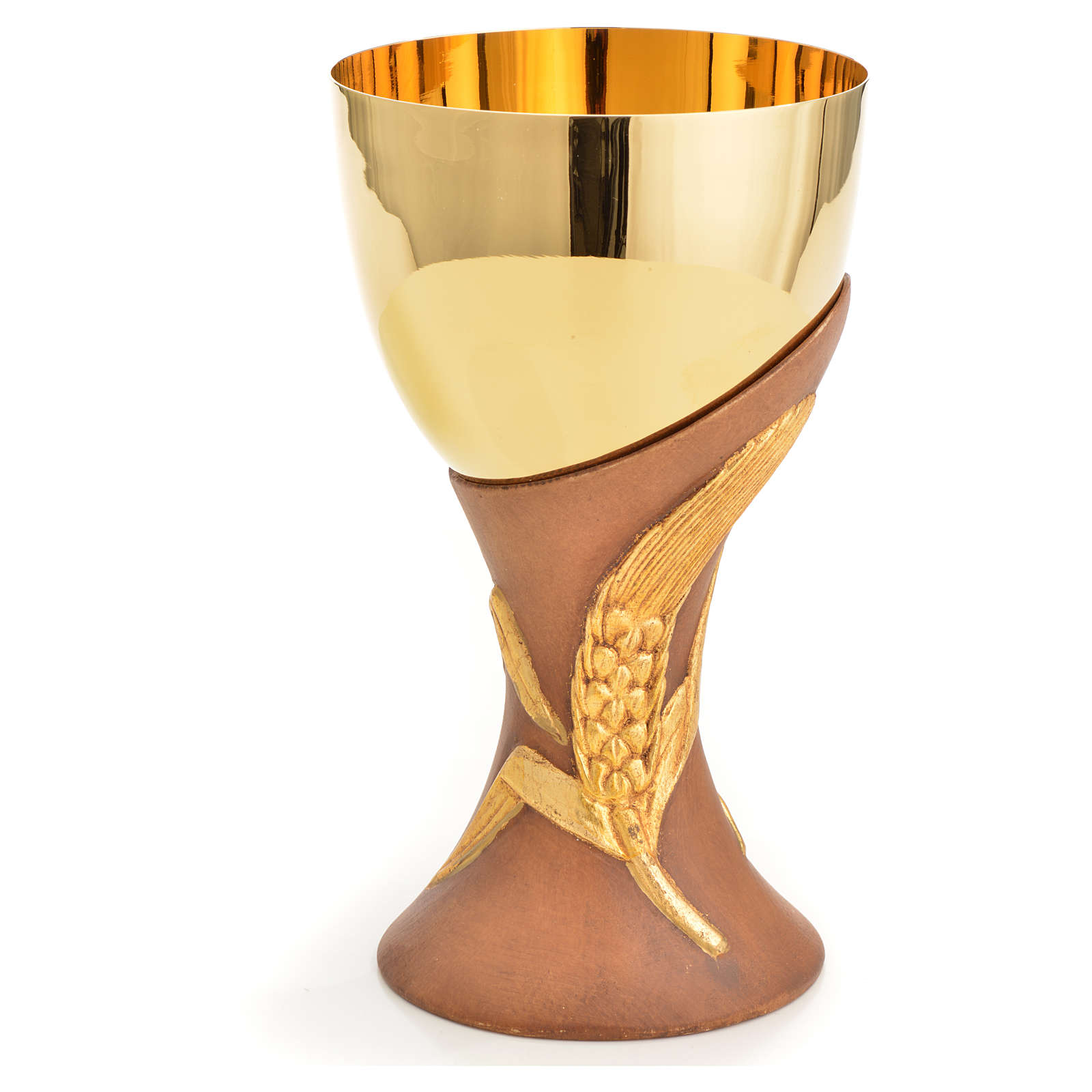 Calice doré laiton et bois Valgardena | vente en ligne sur HOLYART