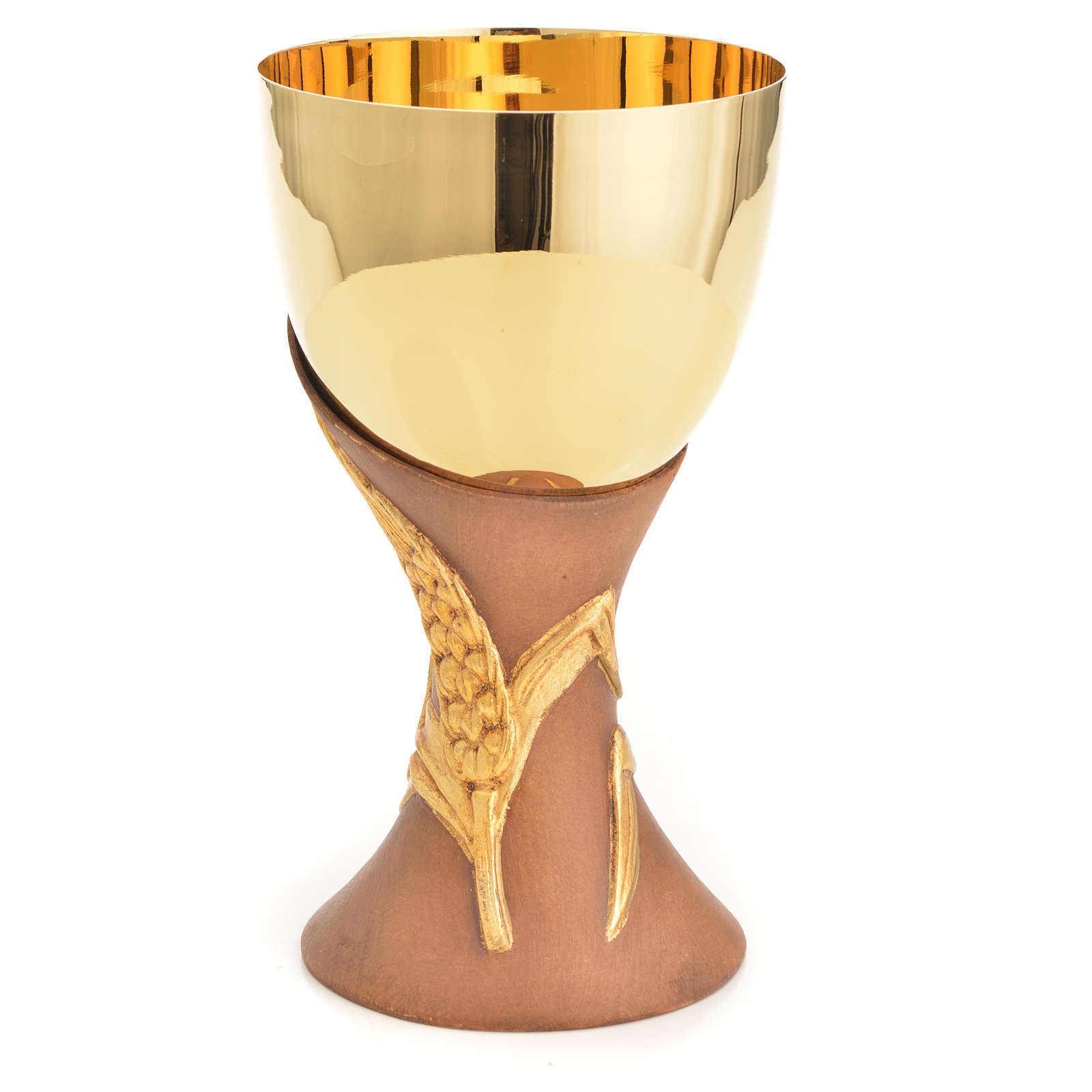 Calice doré laiton et bois Valgardena | vente en ligne sur HOLYART