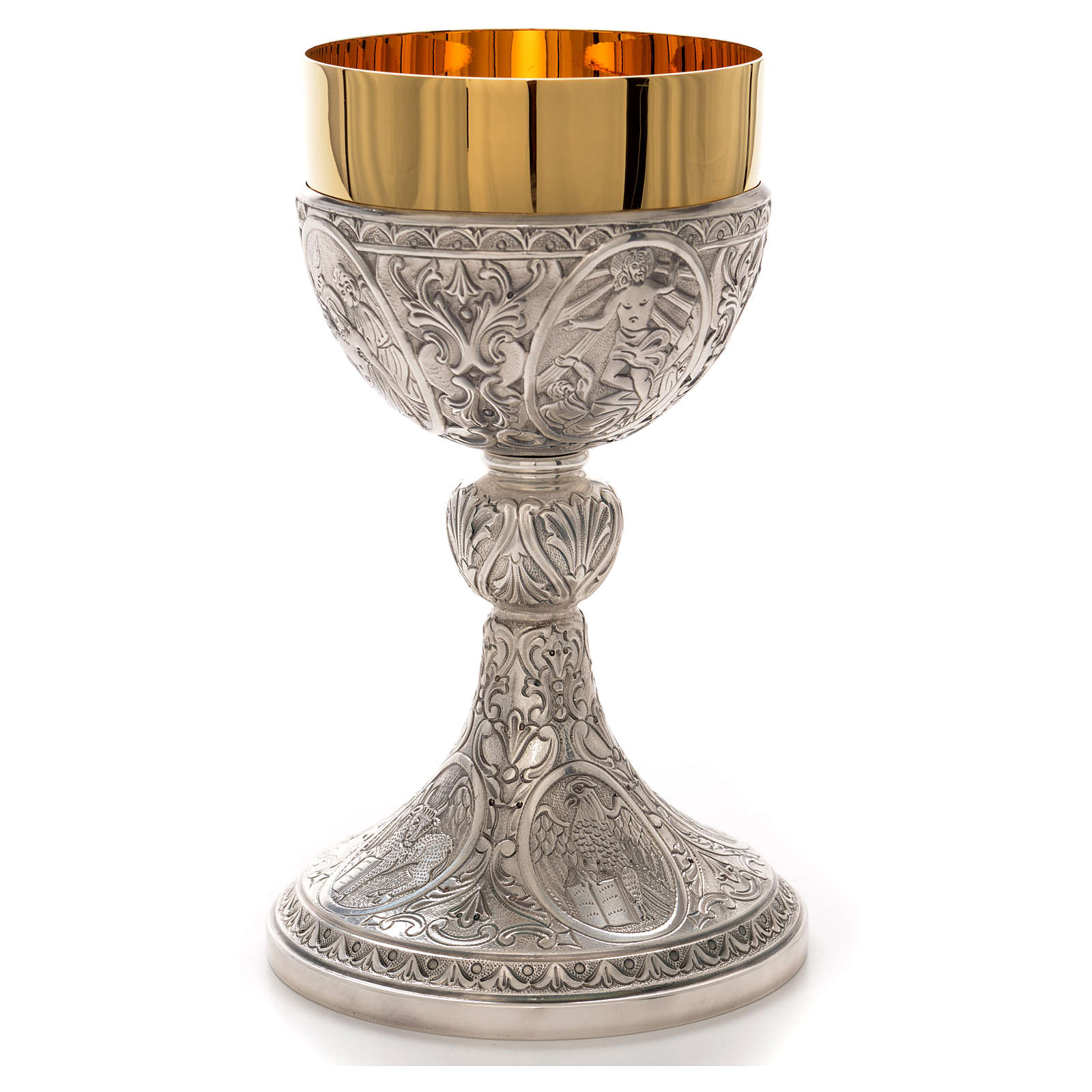 Kielich mosiądz ryty Ukrzyżowanie i 4 Ewangeliści | sprzedaż online na ...