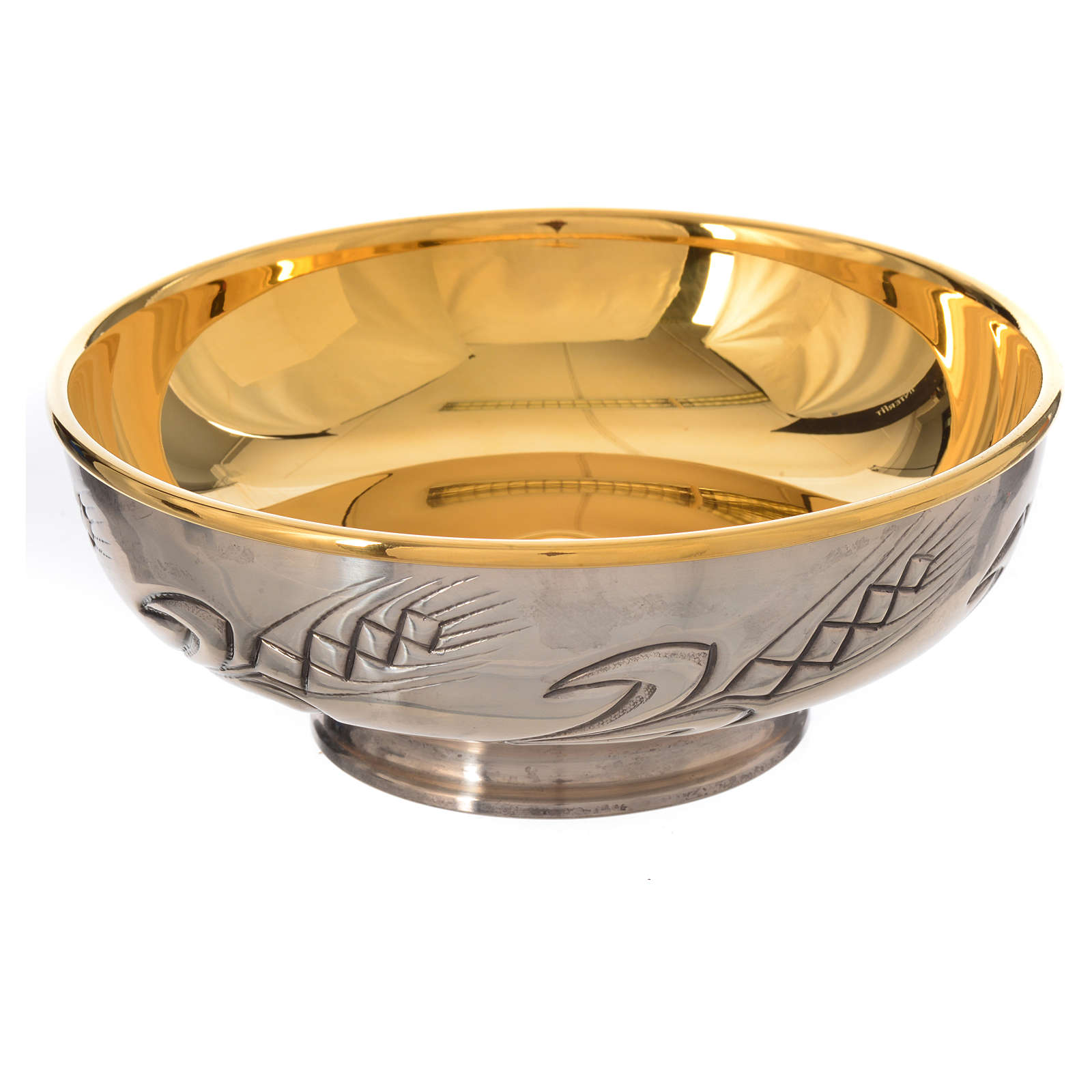 Patena en latón plateado con espigas de trigo | venta online en HOLYART