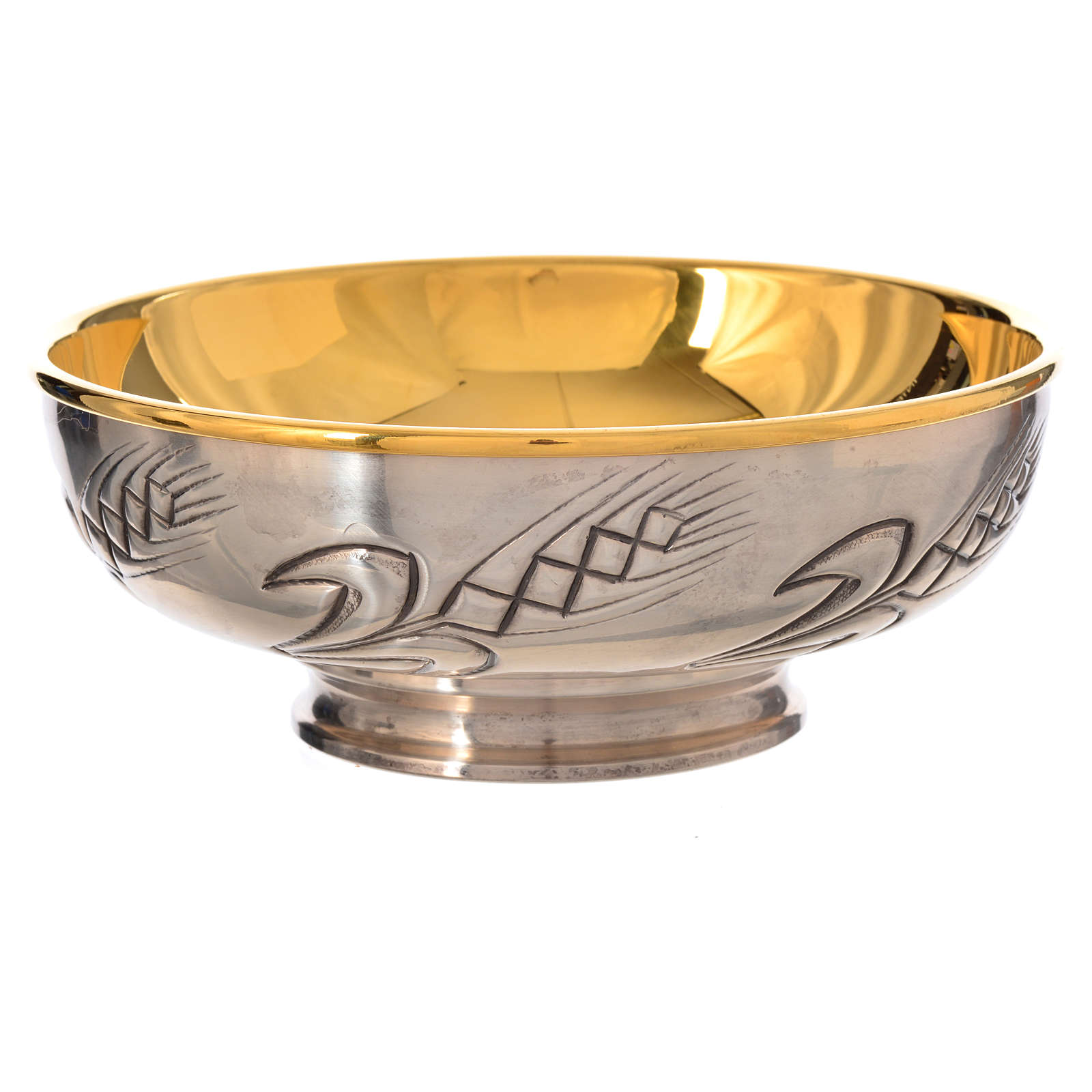 Patena en latón plateado con espigas de trigo | venta online en HOLYART