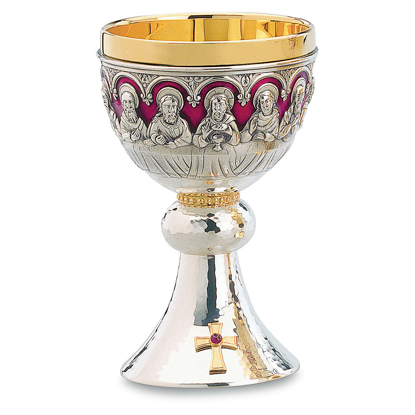 Chalice and paten Romanesque collection with Last Supper and cup in ...