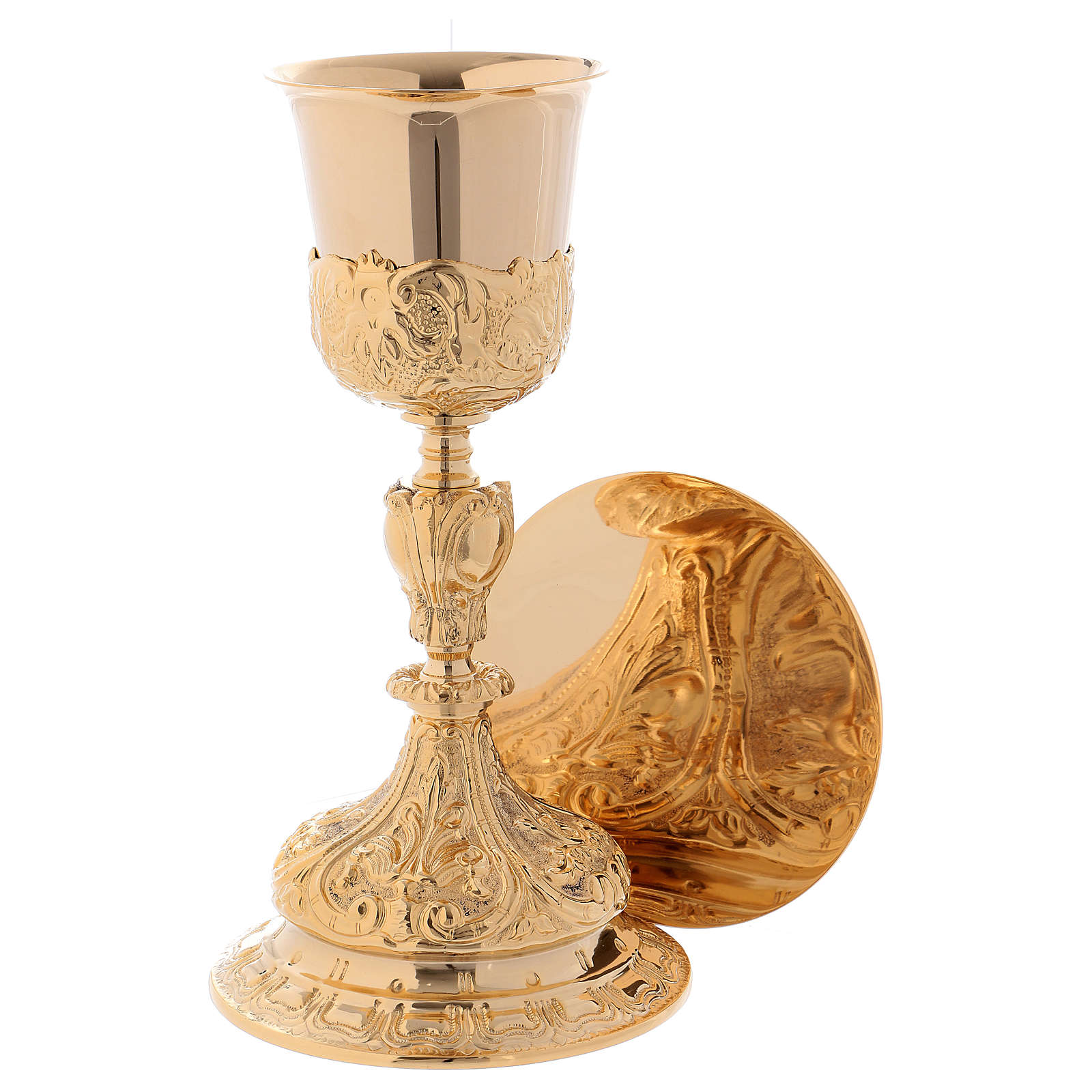 Calice style baroque laiton doré 27 cm avec patène | vente en ligne sur ...
