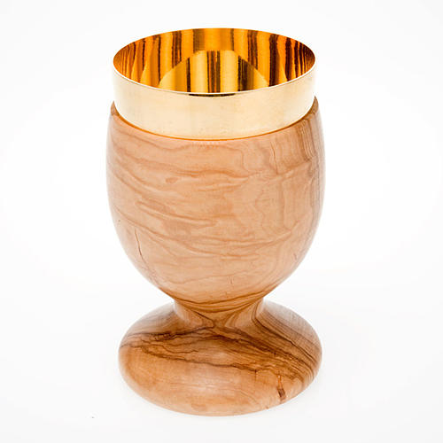 Olive wood medium-thickness edge chalice | online sales on HOLYART.co.uk