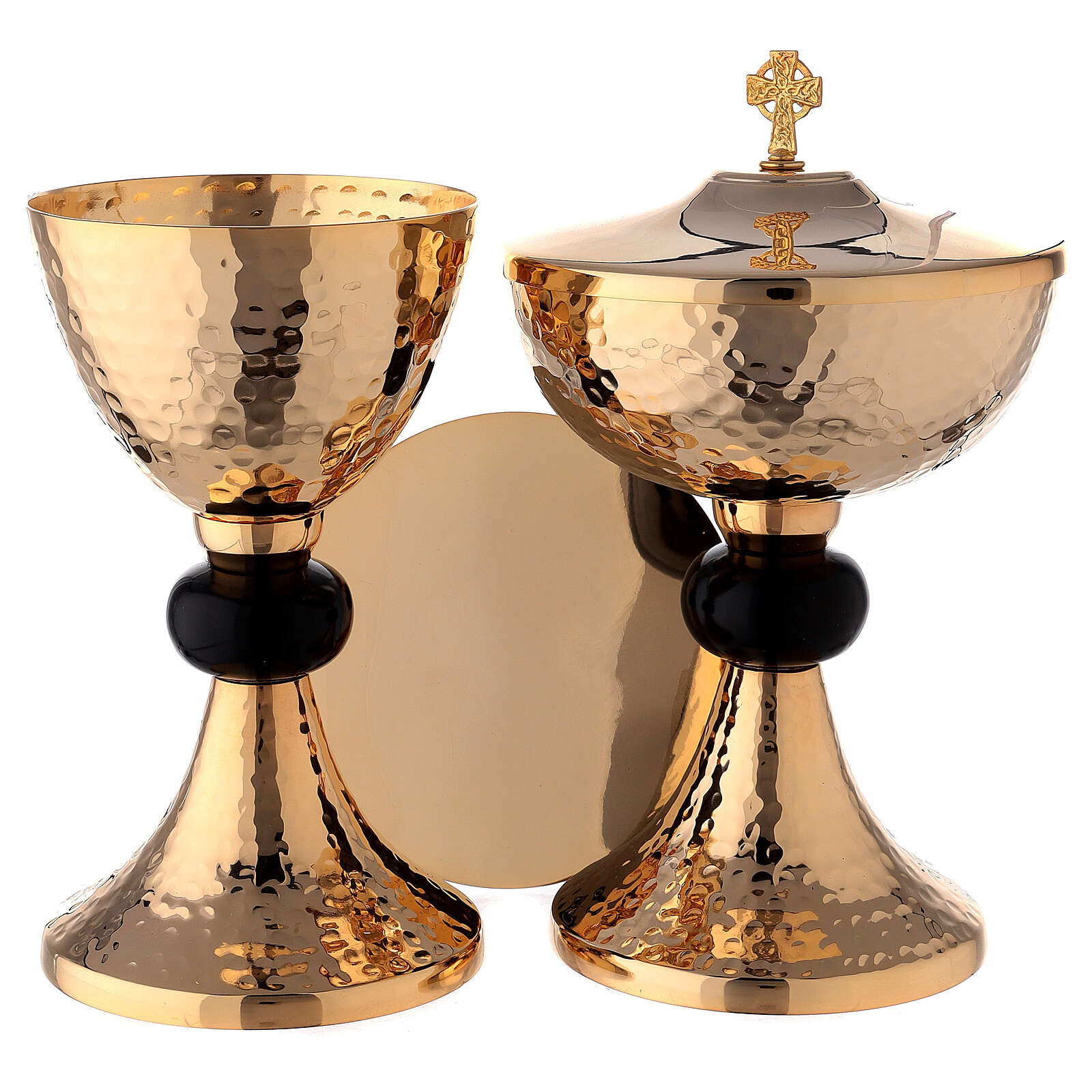 Calice ciboire patène laiton doré martelé noeud noir | vente en ligne ...