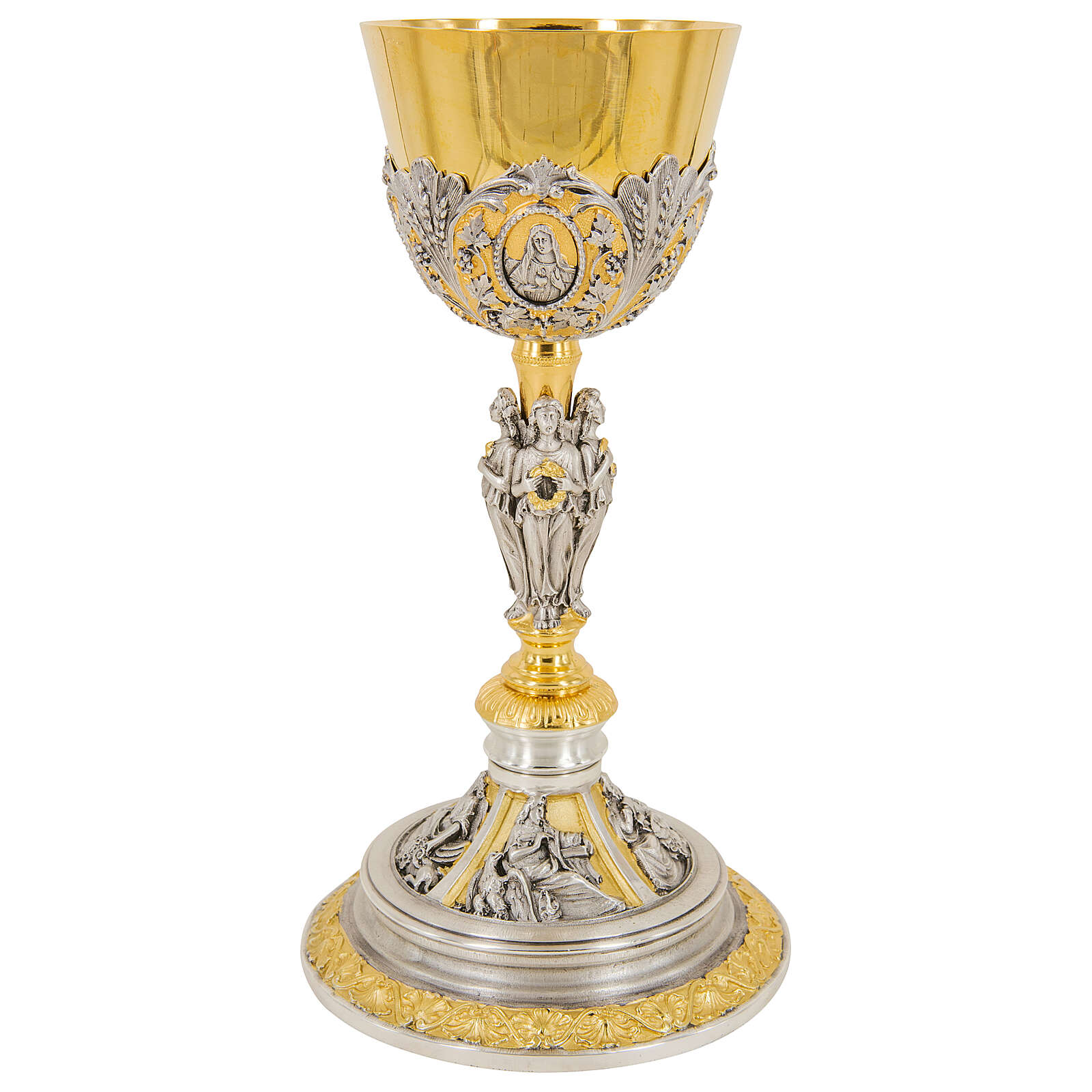 Chalice with Sacred Heart and Evangelists gold plated brass | online ...