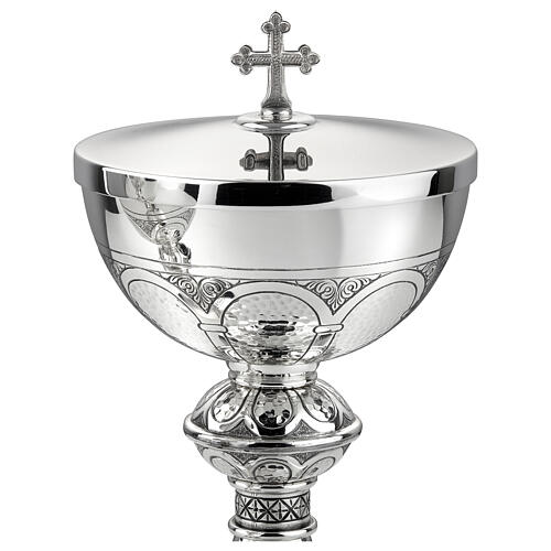 Roman Ciborium by Molina, HOC EST ENIM CORPUS MEUM, silver-plated, d. 5 ...