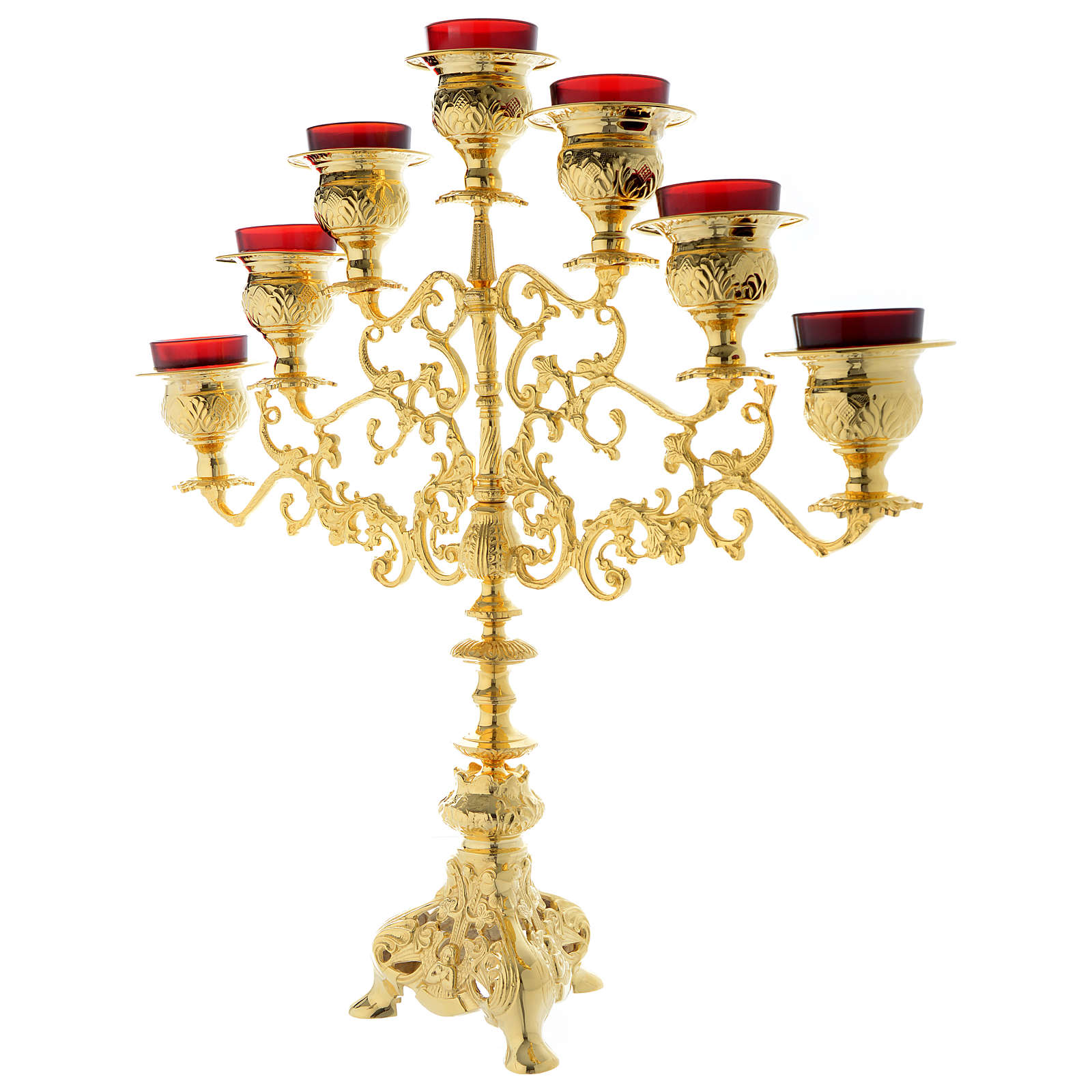 Candelabro de Sete Braços com Vidros em Latão Dourado | venda online na ...