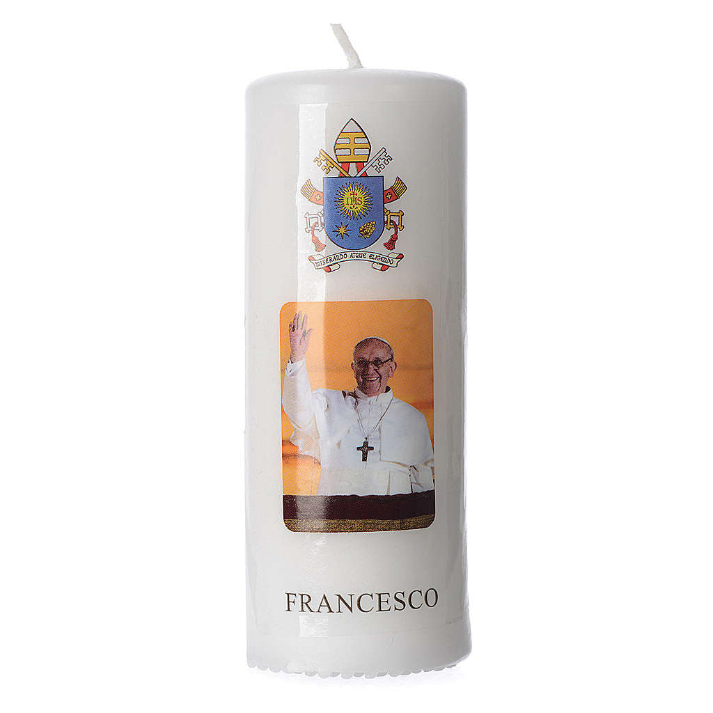 Pope Francis white candle 13x6cm | online sales on HOLYART.co.uk