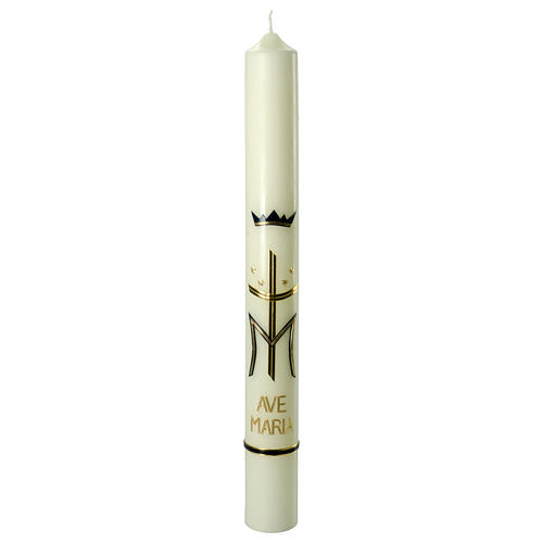 Marian candle blue gold monogram 600x60 mm | online sales on HOLYART.com