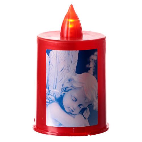 LED red votive candle with angel 60 days | online sales on HOLYART.com