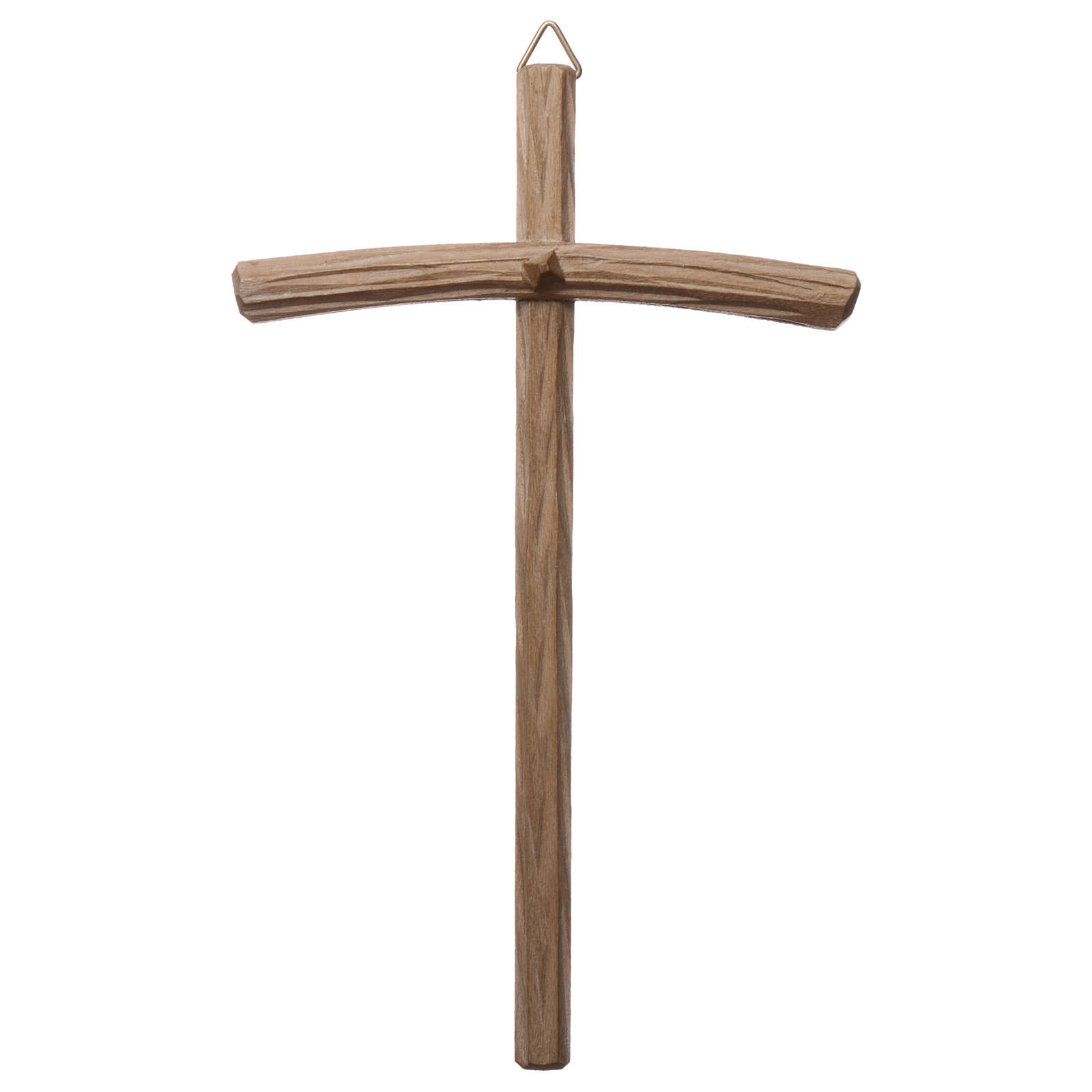 Curved natural wood cross carved | online sales on HOLYART.com