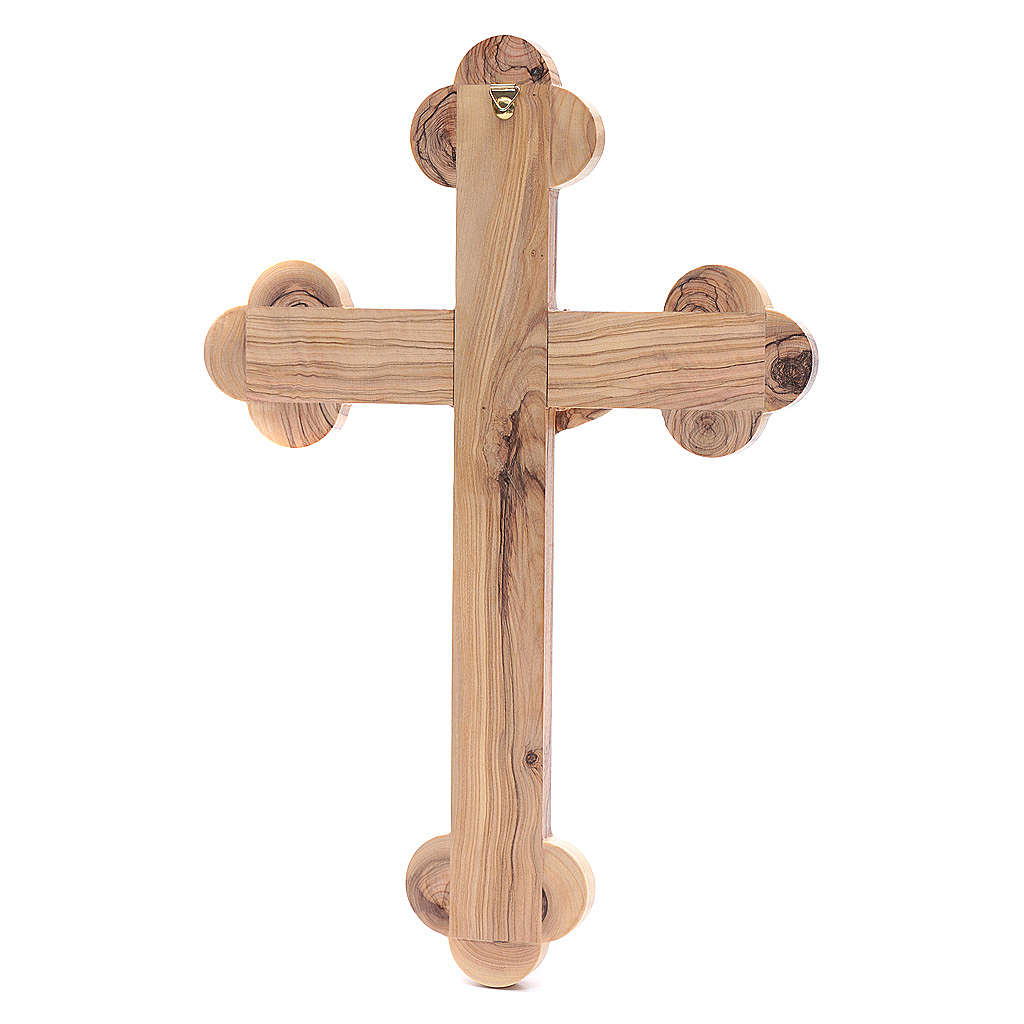 Holy Land Cross in natural olive wood, trefoil and decorated | online ...
