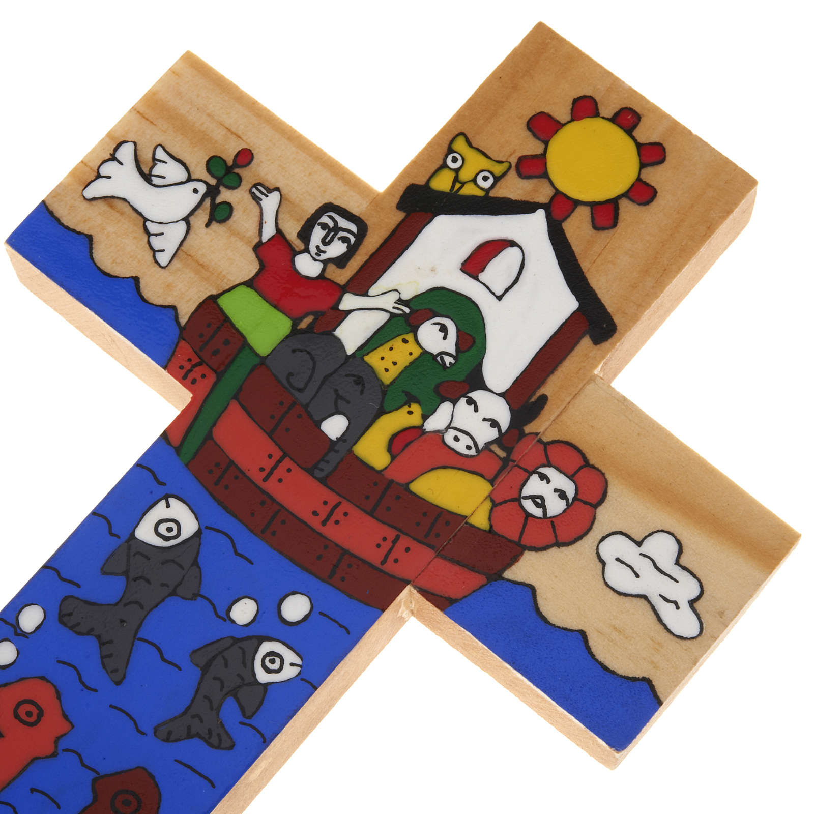 Cross with Noah's Ark in enamelled wood | online sales on HOLYART.co.uk