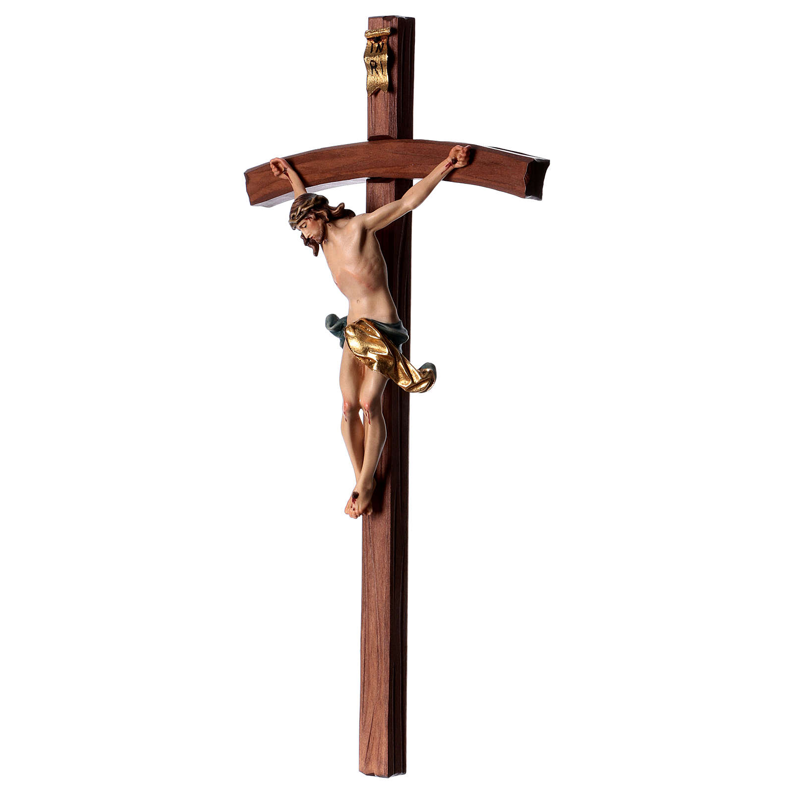 Crucifixo cruz curva esculpida Corpus Val Gardena | venda online na HOLYART