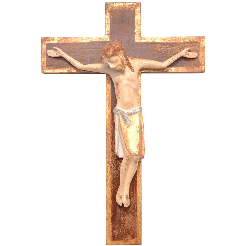 Crucifix in Romanesque style, Valgardena wood Old Antique gold | online ...