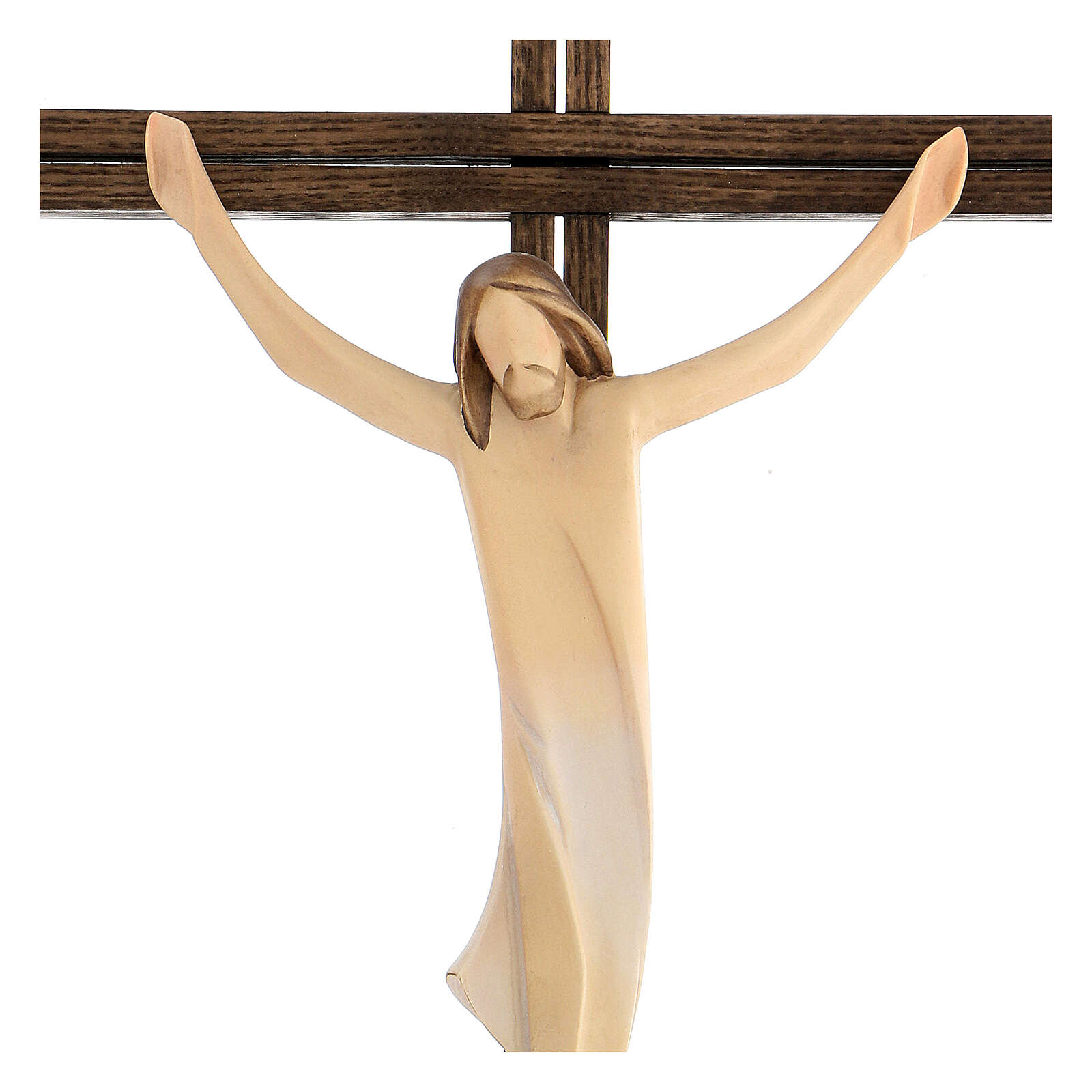 Body of Christ white drape on ash wood Cross | online sales on HOLYART.com