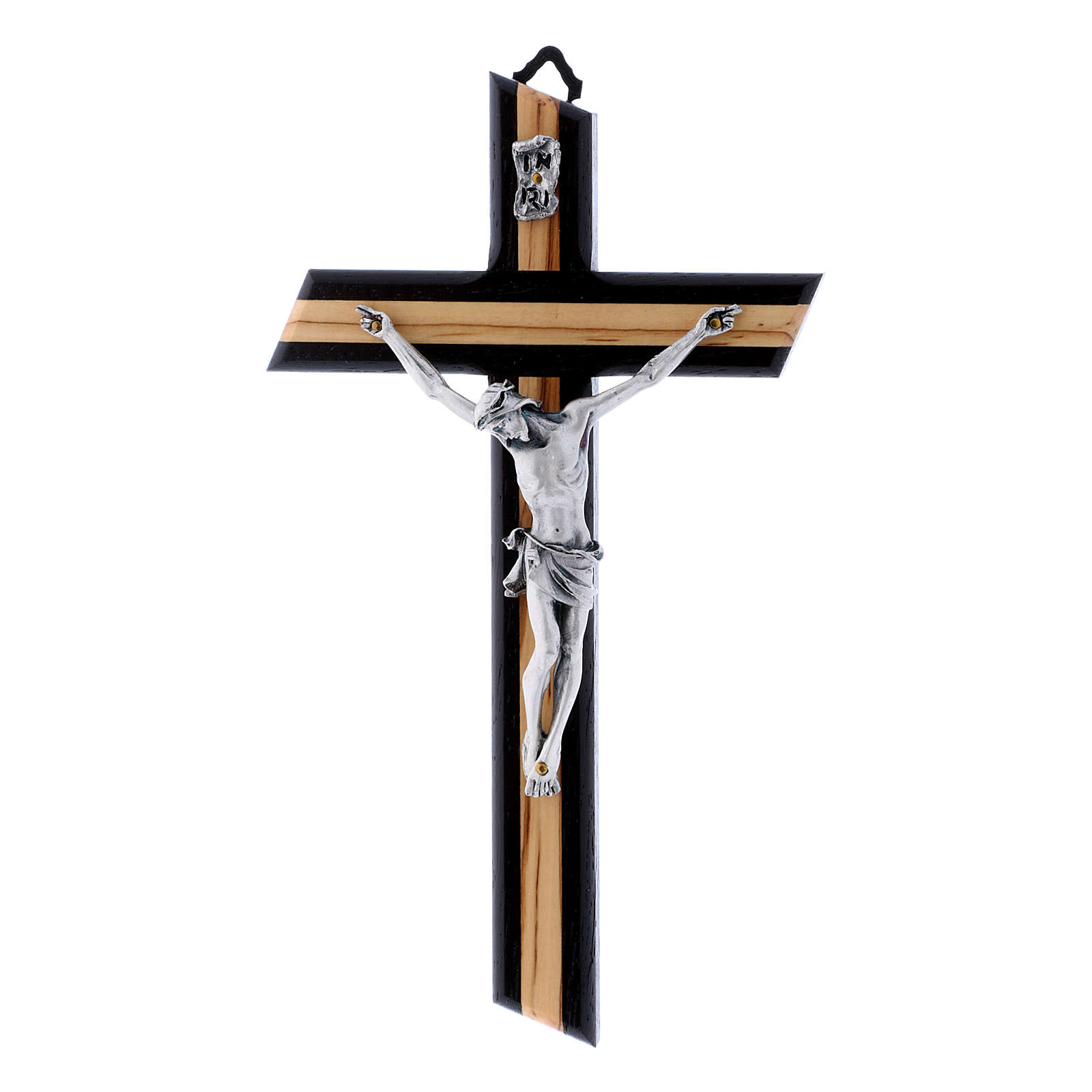 Crucifix modern in wenge wood and olive wood with silver | online sales ...