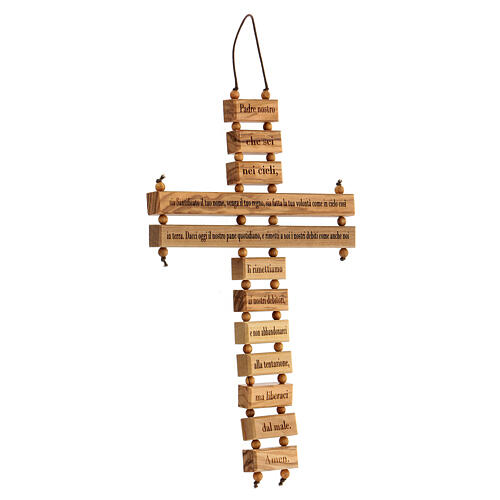 Olive wood crucifix with Our Father prayer 22 cm | online sales on ...