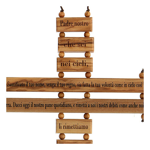 Olive wood crucifix with Our Father prayer 22 cm | online sales on ...