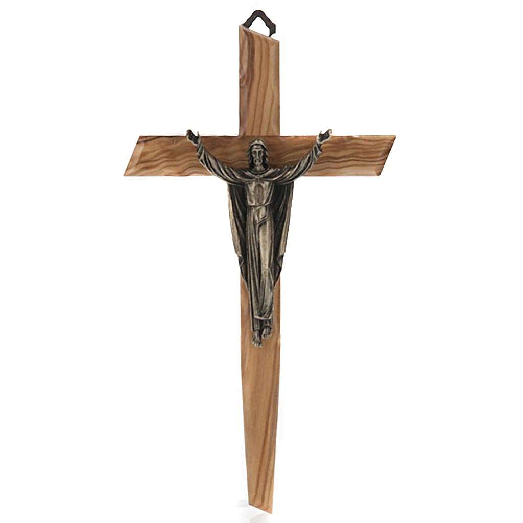 Resurrected Christ crucifix on olive wood. | online sales on HOLYART.com