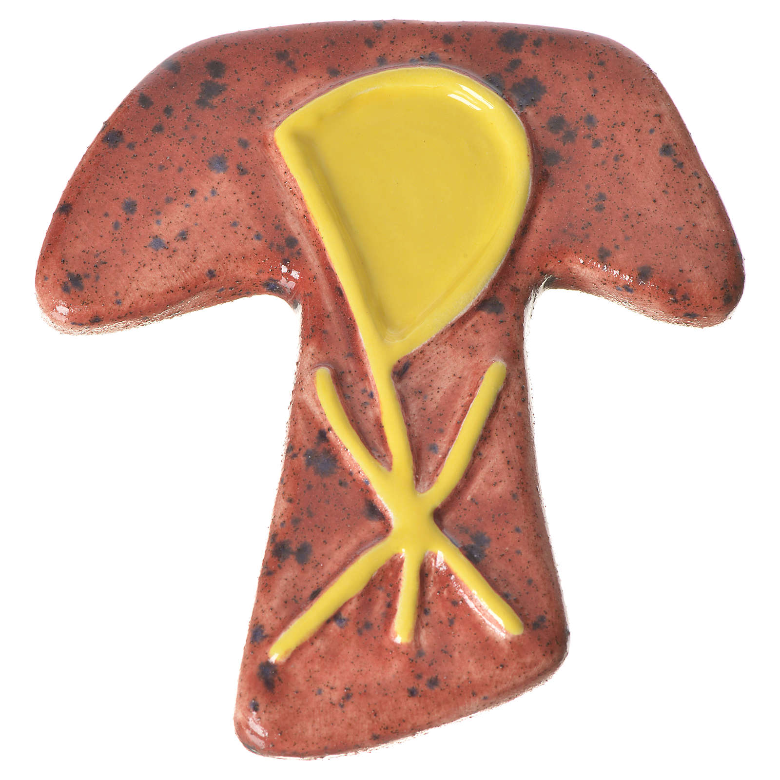Red Tau Ceramic Cross with Yellow Chi-Rho | online sales on HOLYART.com